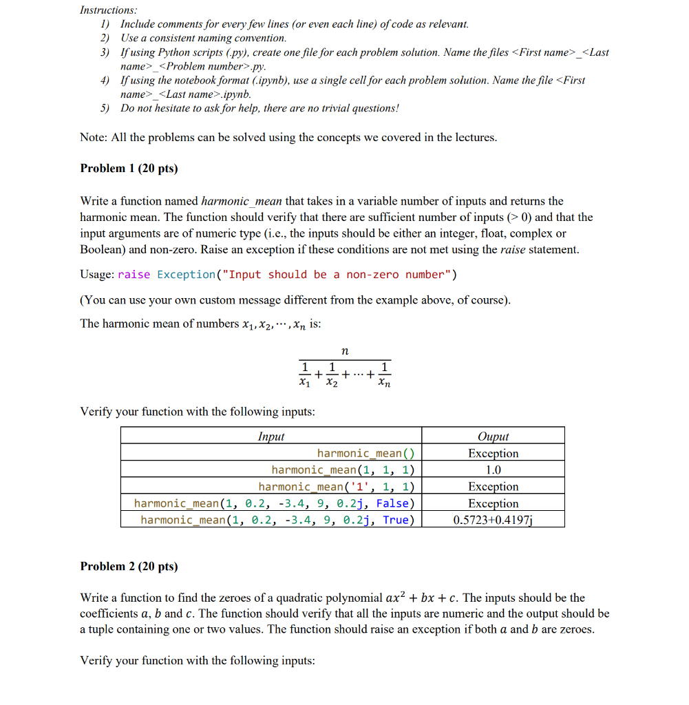 Solved Instructions: 1) Include comments for every few lines | Chegg.com