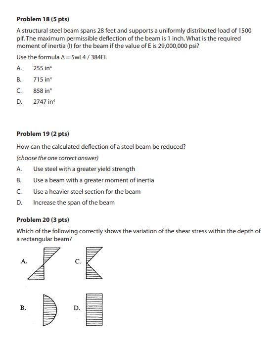 Solved Problem 18 (5 pts) A structural steel beam spans 28 | Chegg.com