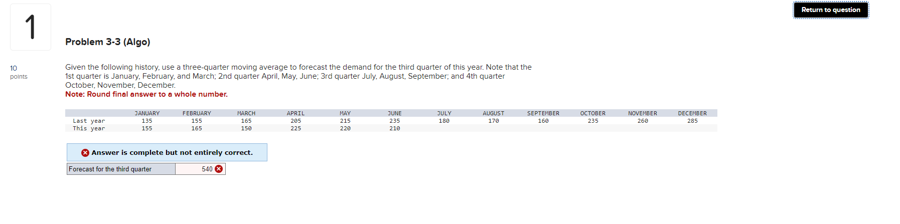Solved Given the following history, use a three-quarter | Chegg.com