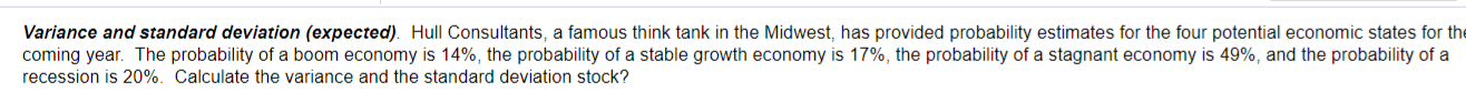 Solved Variance and standard deviation (expected). Hull | Chegg.com