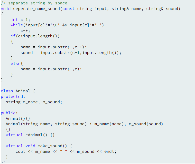 Solved We will implement a hierarchy of Animals who each | Chegg.com