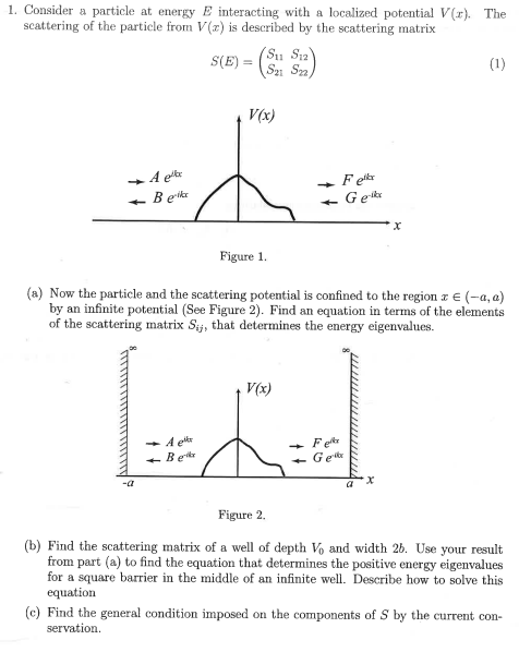 The 1. Consider a particle at energy interacting with | Chegg.com