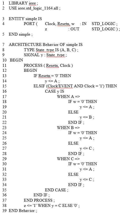Solved Design A Using Behavioral Vhdl Design A Moore Type