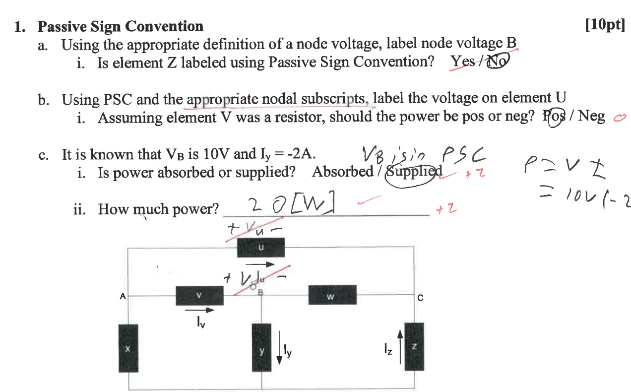 Solved [10pt] 1. Passive Sign Convention a. Using the | Chegg.com
