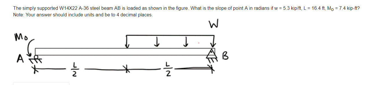 Solved The simply supported W14X22 A-36 steel beam AB is | Chegg.com