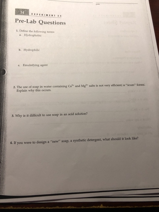 Solved Post-Lab Questions 1. Write the chemical equation | Chegg.com