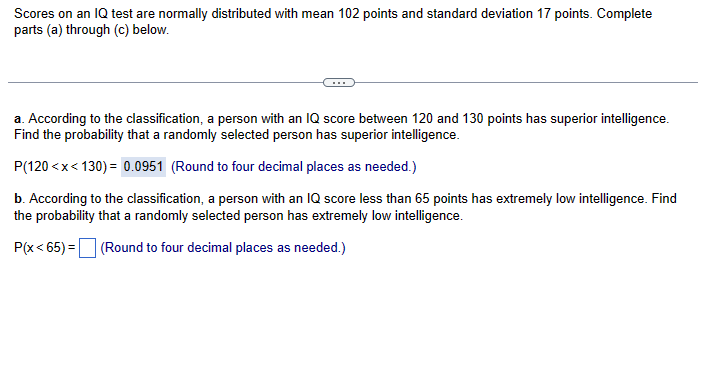 Solved Scores on an IQ test are normally distributed with | Chegg.com