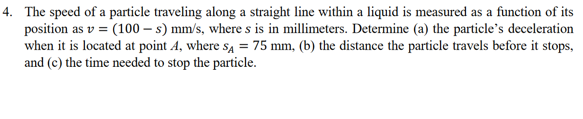 Solved 4. The speed of a particle traveling along a straight | Chegg.com