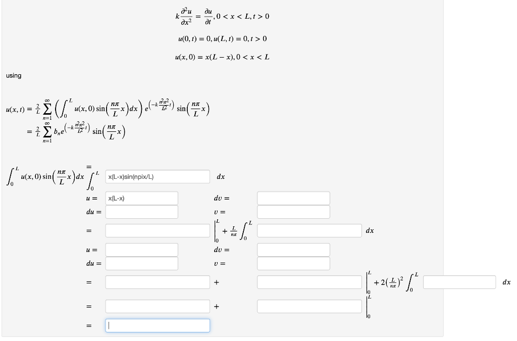 Solved fu ди 1,0 0 дх2 dt u(0, 1) = 0, (L, 1) = 0,1 > 0 | Chegg.com