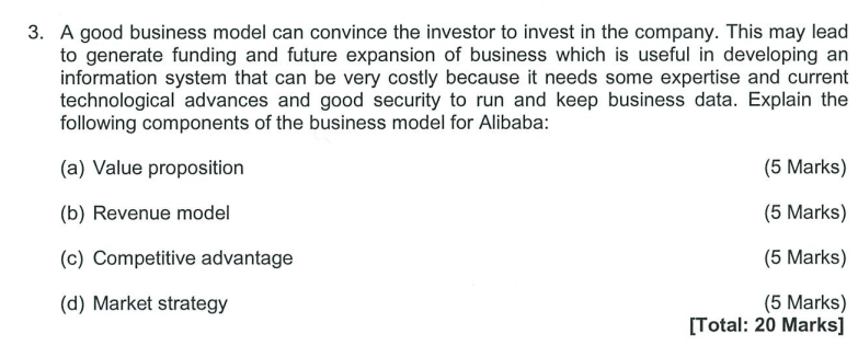 Solved 3. A good business model can convince the investor to | Chegg.com