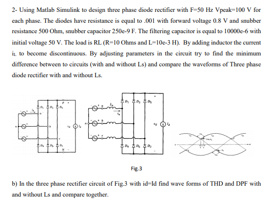 2- Using Matlab Simulink to design three phase diode | Chegg.com