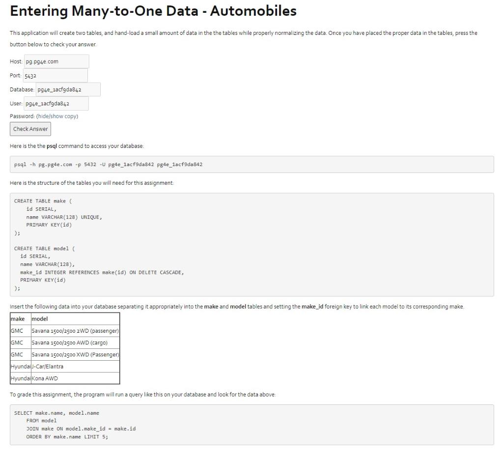 Solved This is my code thus far: CREATE TABLE make ( id | Chegg.com