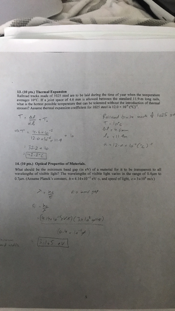 Solved 13. (10 pts.) Thermal Expansion Railroad tracks made | Chegg.com
