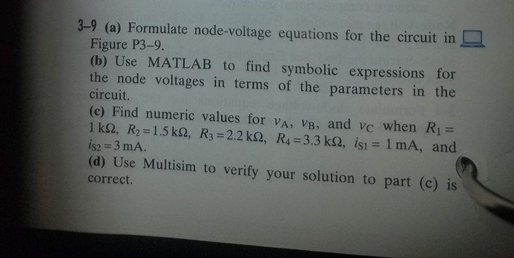 Solved 3-9 (a) Formulate node-voltage equations for the | Chegg.com