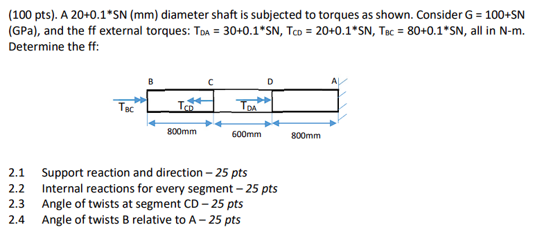 Solved (100 pts). A 20+0.1∗SN(mm ) diameter shaft is | Chegg.com