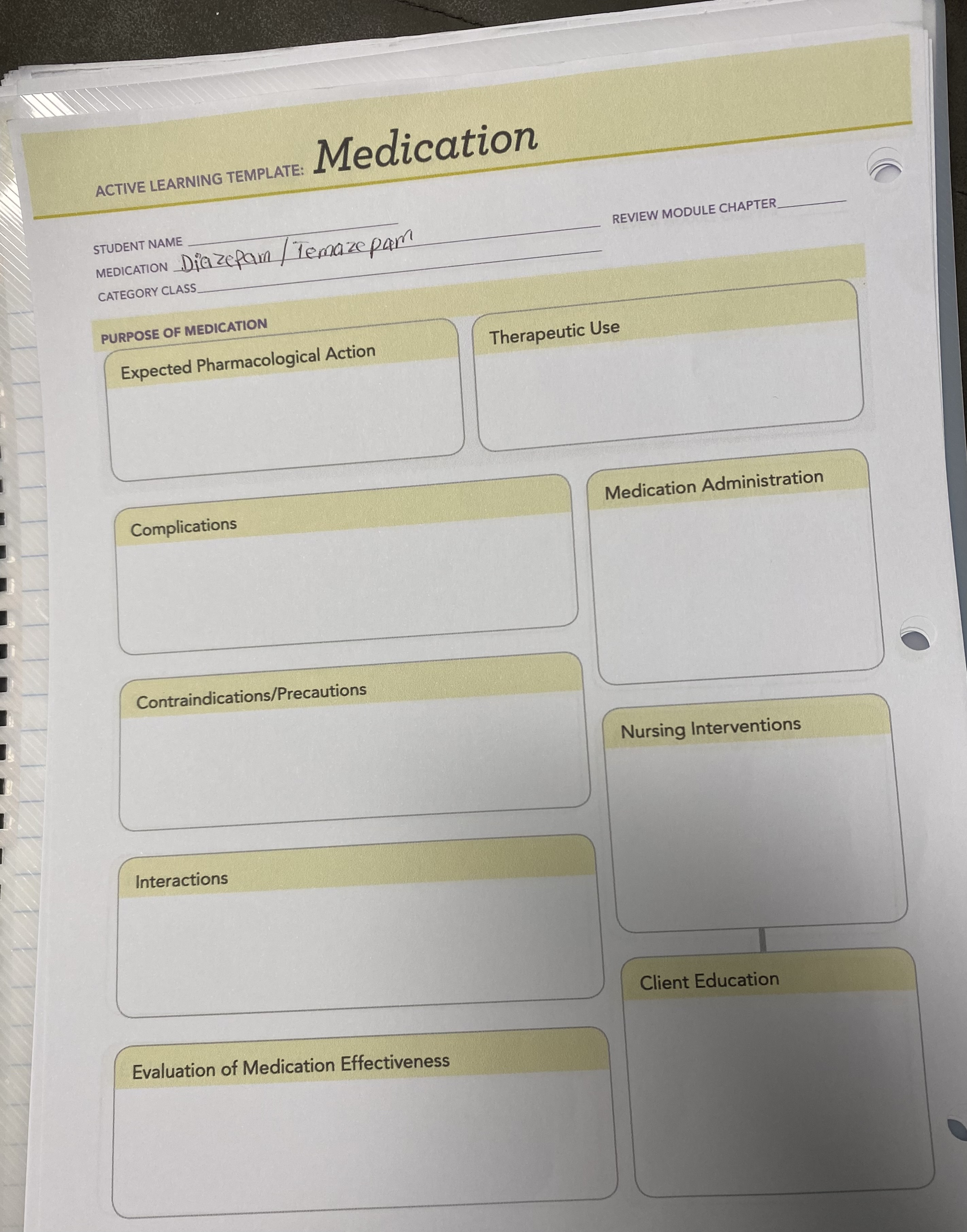 Solved ACTVE EEARNG TEMPLATE: Medication STUDENT NAME | Chegg.com