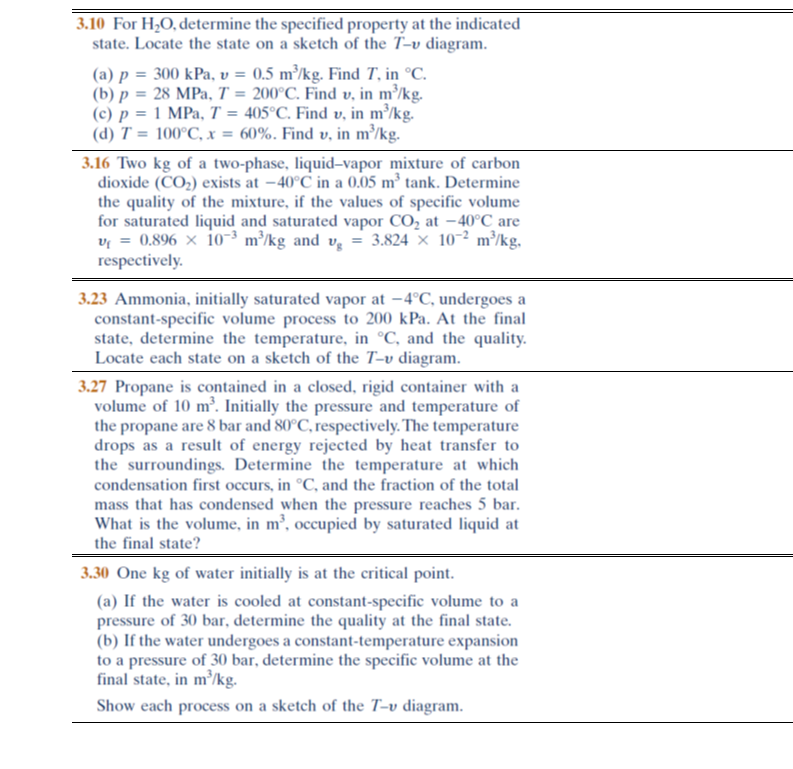 Solved 3.10 For H2O, determine the specified property at the | Chegg.com