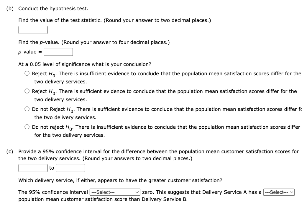 Solved A restaurant surveys its customers to obtain ratings | Chegg.com