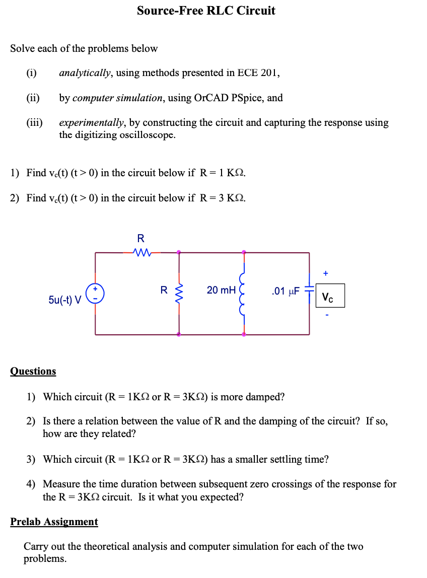 Solved Source-Free RLC Circuit Solve each of the problems | Chegg.com
