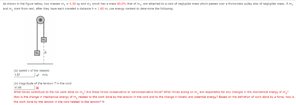 Solved As shown in the figure below, two masses m1 = 4.30 kg | Chegg.com