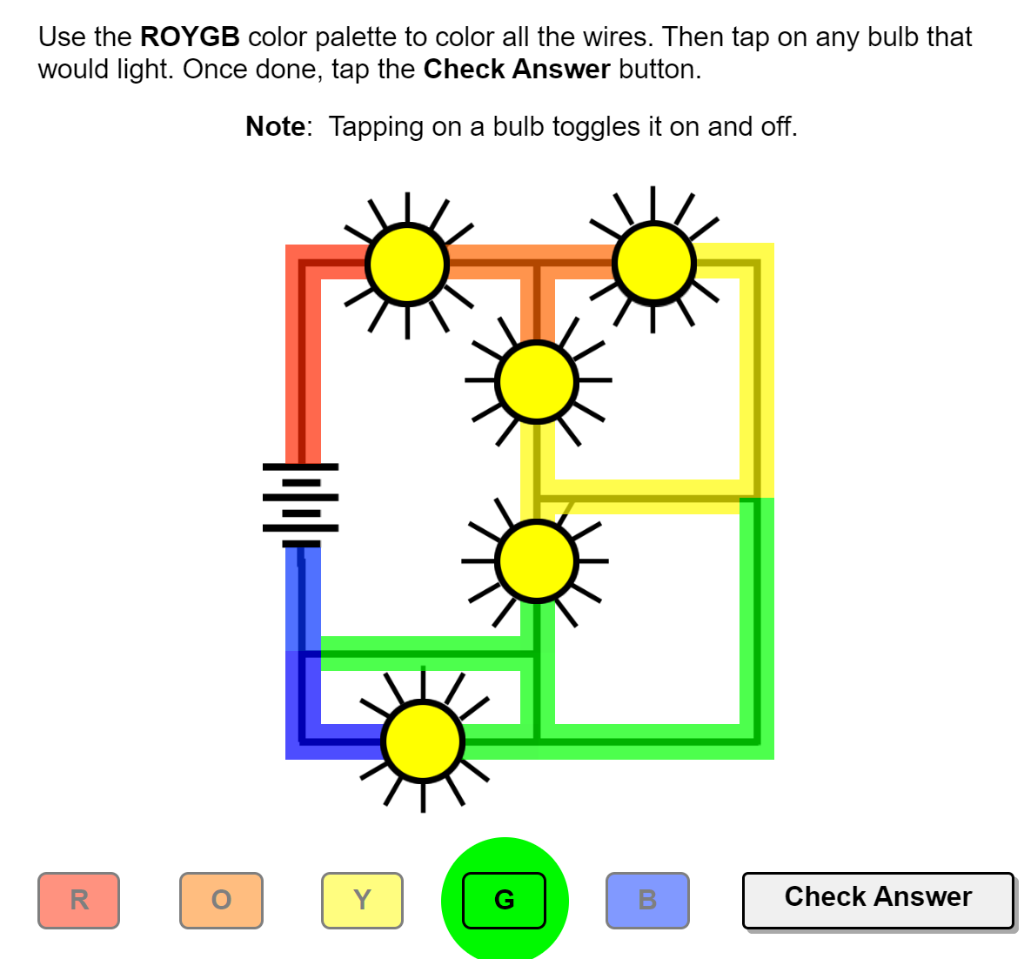 Solved Use the ROYGB color palette to color all the wires. | Chegg.com