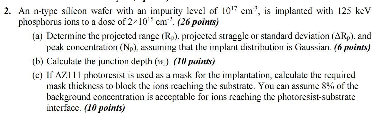 Solved An n-type silicon wafer with an impurity level of | Chegg.com
