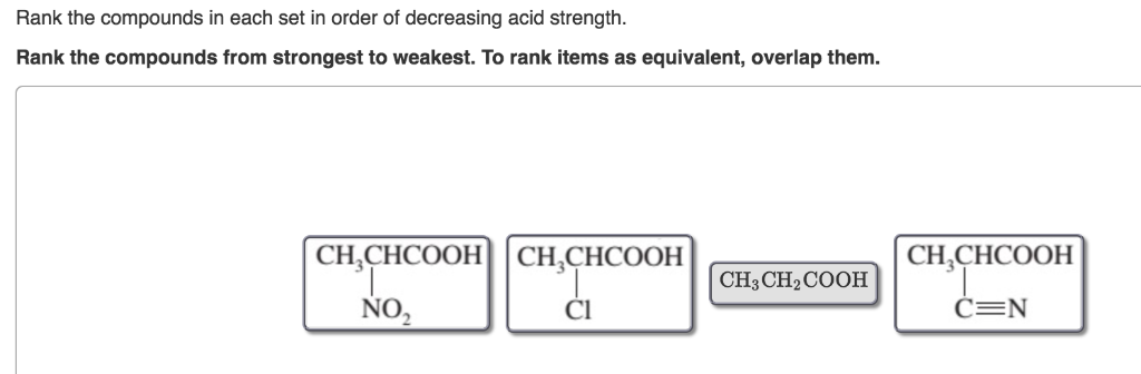 Solved Rank the compounds in each set in order of decreasing | Chegg.com