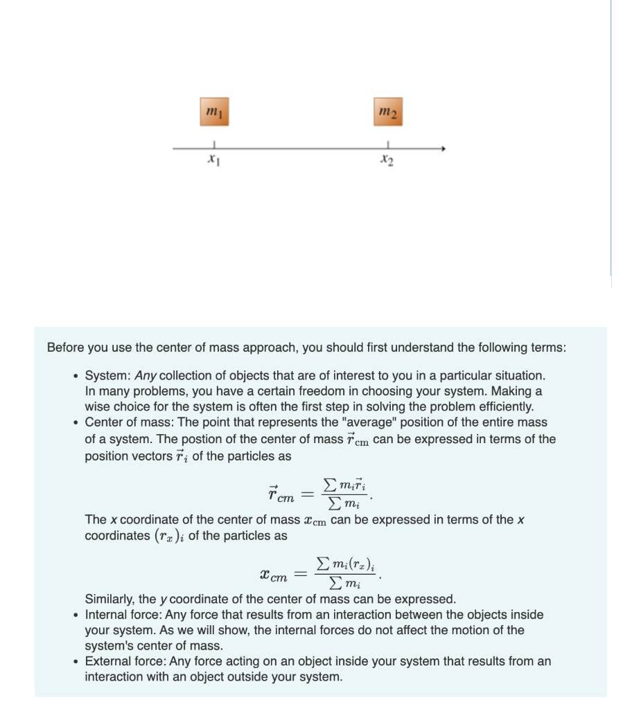 Solved A) Find the x coordinate xcm of the c enter of moss | Chegg.com