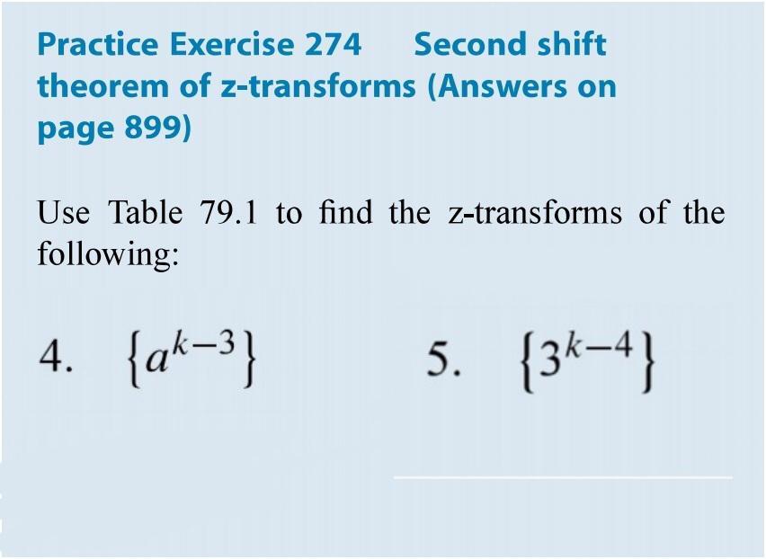 Solved Practice Exercise 274 Second shift theorem of | Chegg.com