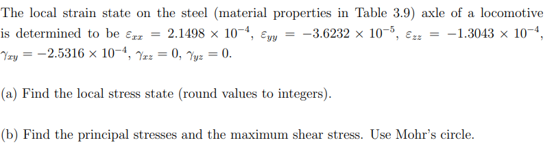 Solved The local strain state on the steel (material | Chegg.com