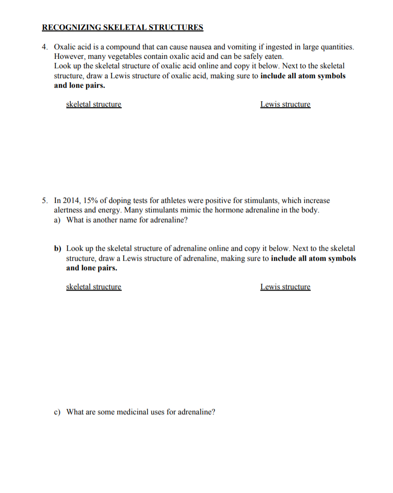 Solved RECOGNIZING SKELETAL STRUCTURES 4. Oxalic acid is a | Chegg.com