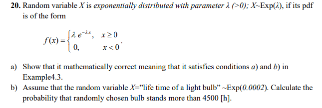 20. Random variable X is exponentially distributed | Chegg.com