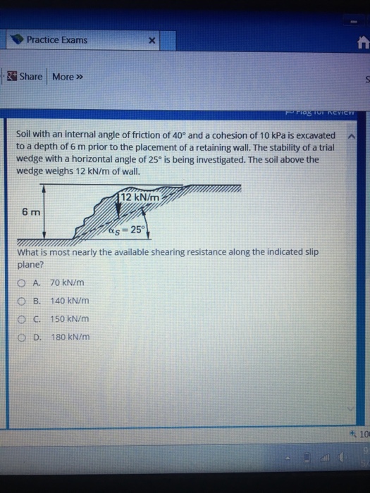 Solved Soil with an internal angle of friction of 40 degree | Chegg.com