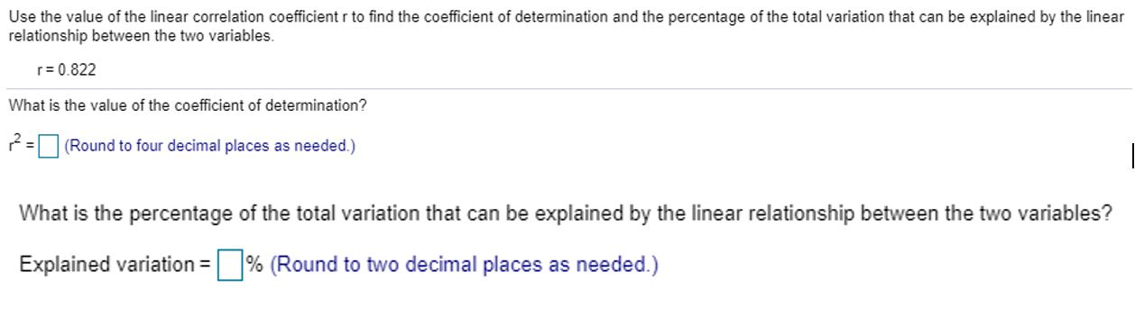 Solved Use the value of the linear correlation coefficient r | Chegg.com