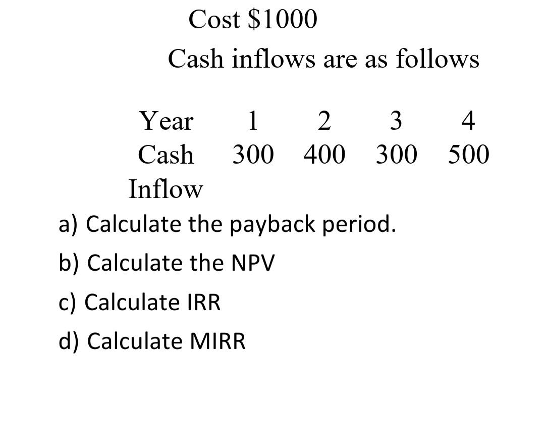 Solved use excel if necessary and show all formulas | Chegg.com