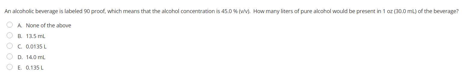 Solved An alcoholic beverage is labeled 90 proof, which | Chegg.com