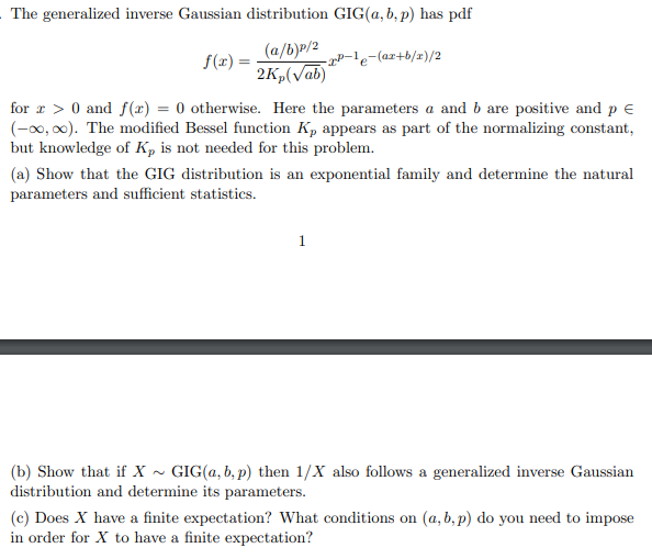 The generalized inverse Gaussian distribution | Chegg.com