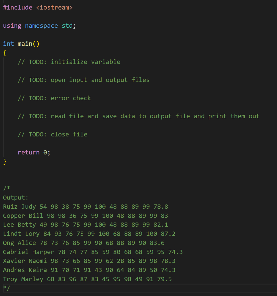 Solved Please use C++ to complete the following program. You | Chegg.com
