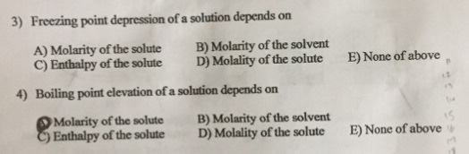 Solved 3) Freezing point depression of a solution depends on | Chegg.com