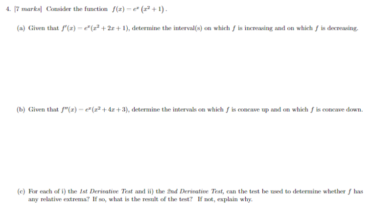 Solved 4. [7 marks] Consider the function f(x) – 4 (r2+1). | Chegg.com