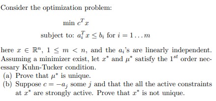 Solved Consider the optimization problem:mincTx ﻿subject to: | Chegg.com