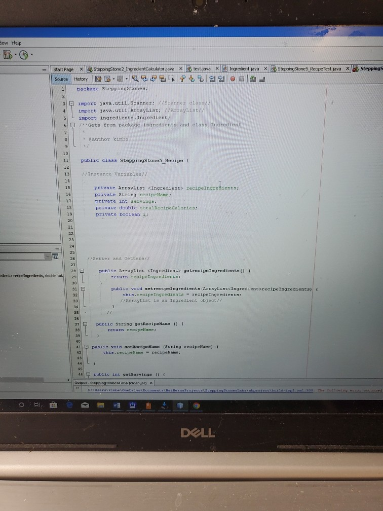S teppingStone5_RecipeTest.java Start Page x Source | Chegg.com