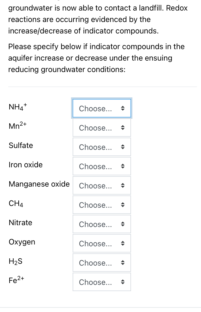 Solved groundwater is now able to contact a landfill. Redox | Chegg.com