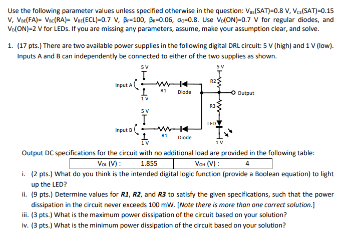 Solved Use the following parameter values unless specified | Chegg.com
