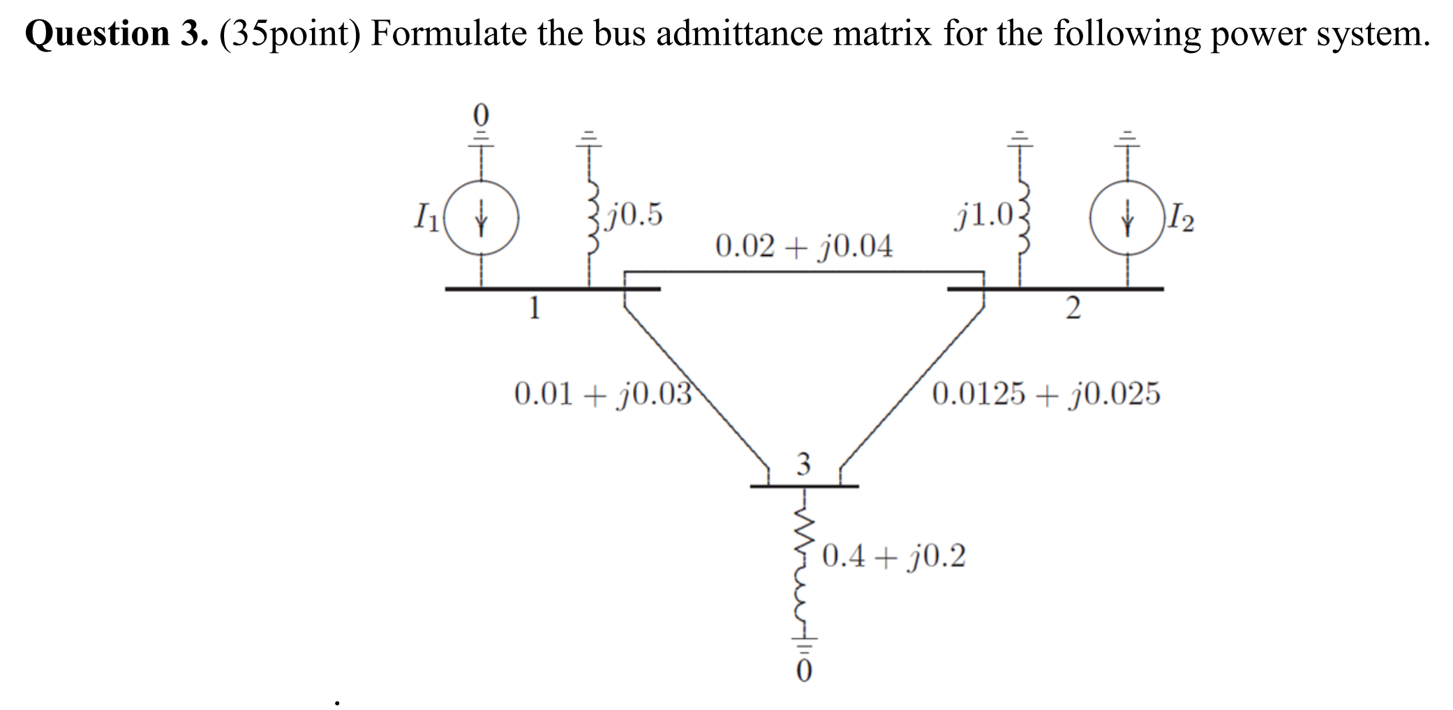 Solved Question 3. (35point) Formulate the bus admittance | Chegg.com