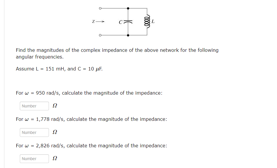 Solved Find the magnitudes of the complex impedance of the | Chegg.com