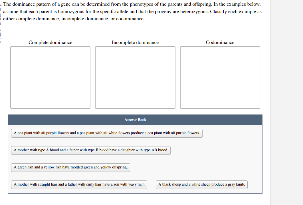 Solved The dominance pattern of a gene can be determined | Chegg.com