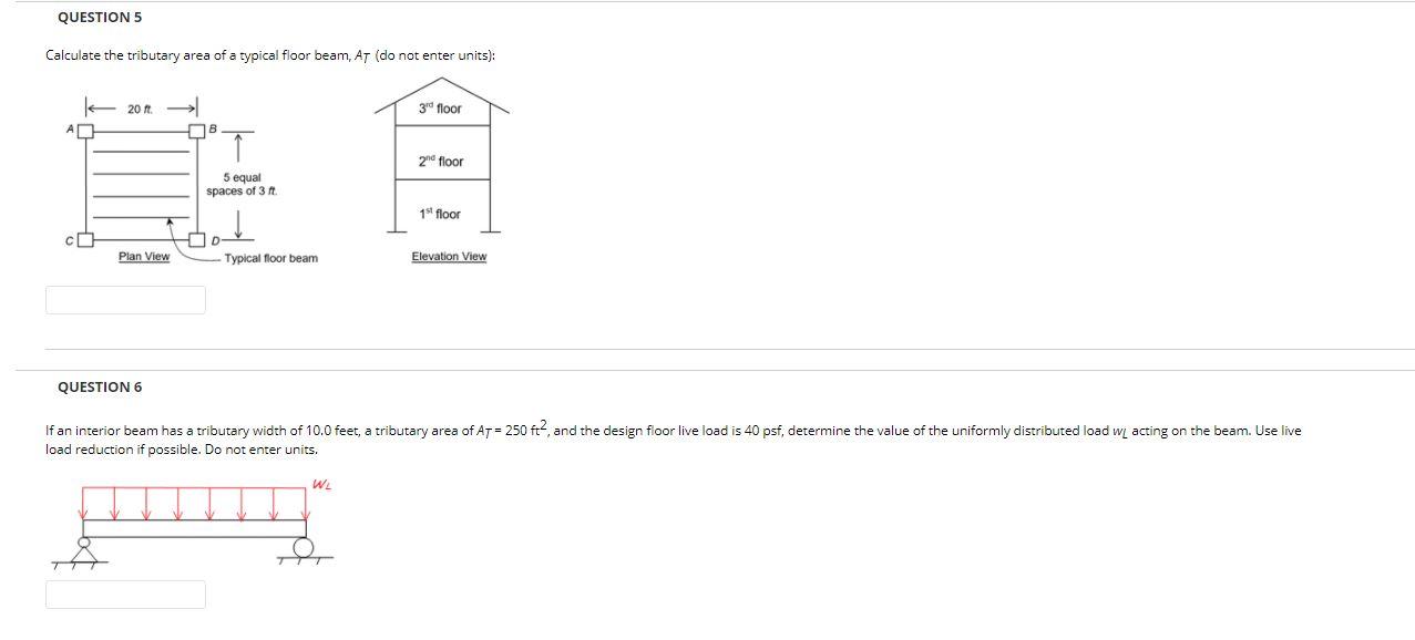 Solved QUESTION 5 Calculate the tributary area of a typical | Chegg.com