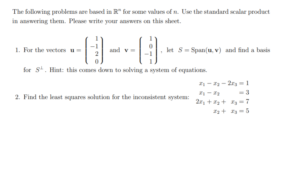 Solved The following problems are based in R” for some | Chegg.com