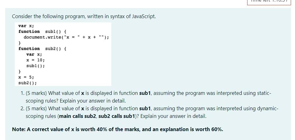 Solved Consider The Following Program Written In Syntax Of 1416